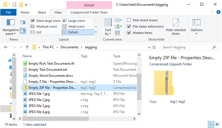 Tagging Files With Windows 10